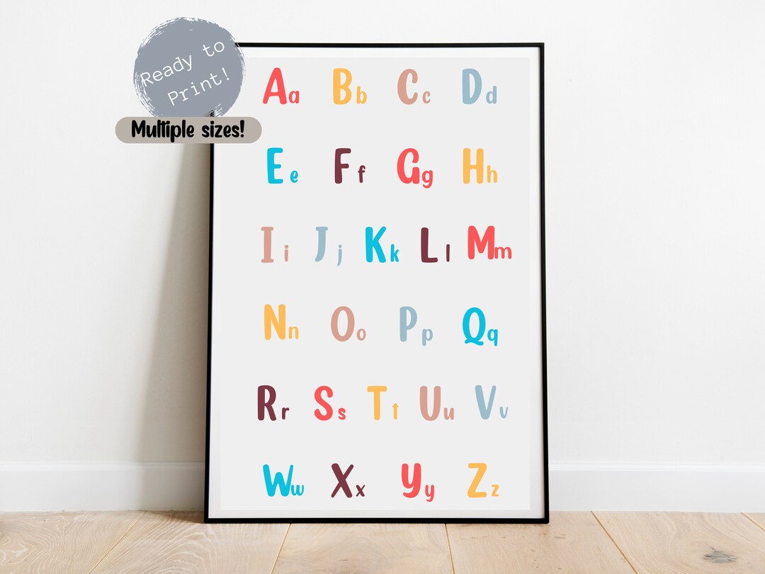 Rainbow Alphabet Print, ABC Poster, Alphabet Printable Wall Art ...