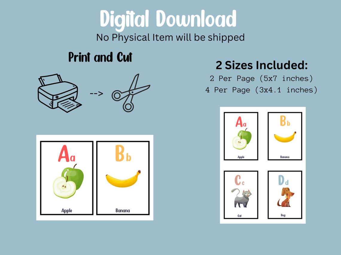 ABC Alphabet Cards, Educational Cards, Printable Abc Cards, Alphabet ...