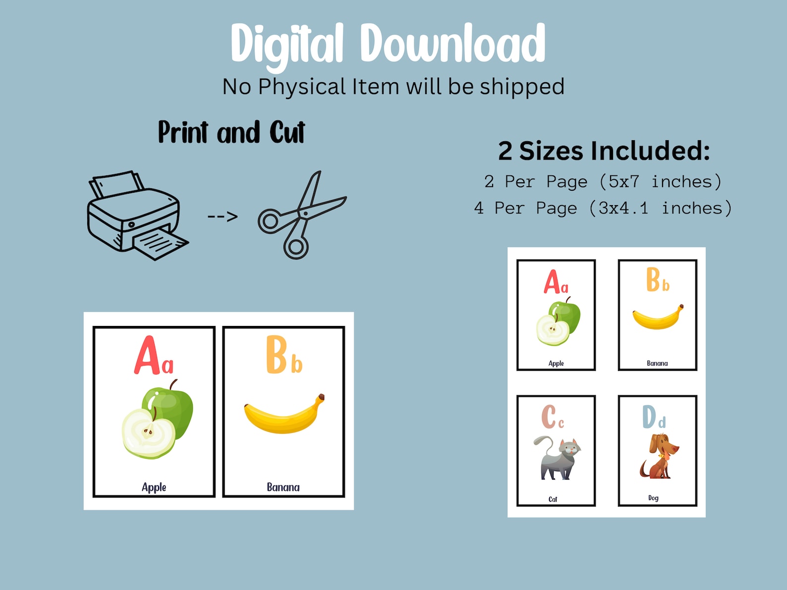 ABC Alphabet Cards, Educational Cards, Printable Abc Cards, Alphabet ...