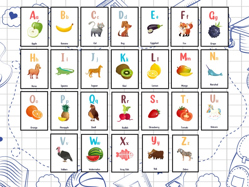 ABC Alphabet Cards, Educational Cards, Printable Abc Cards, Alphabet ...