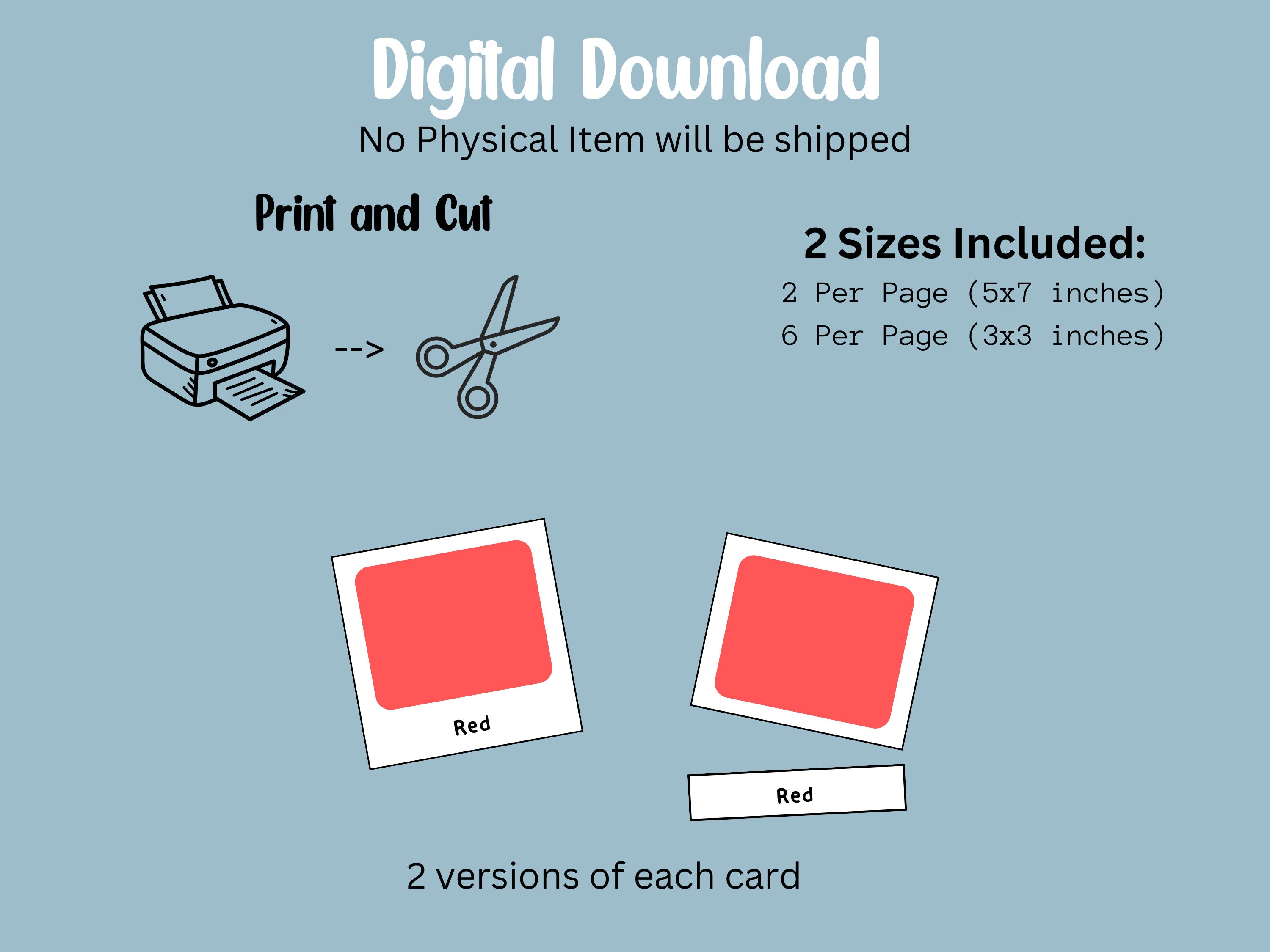 12 Color Cards, Pre-school Cards, Educational Printable Cards ...