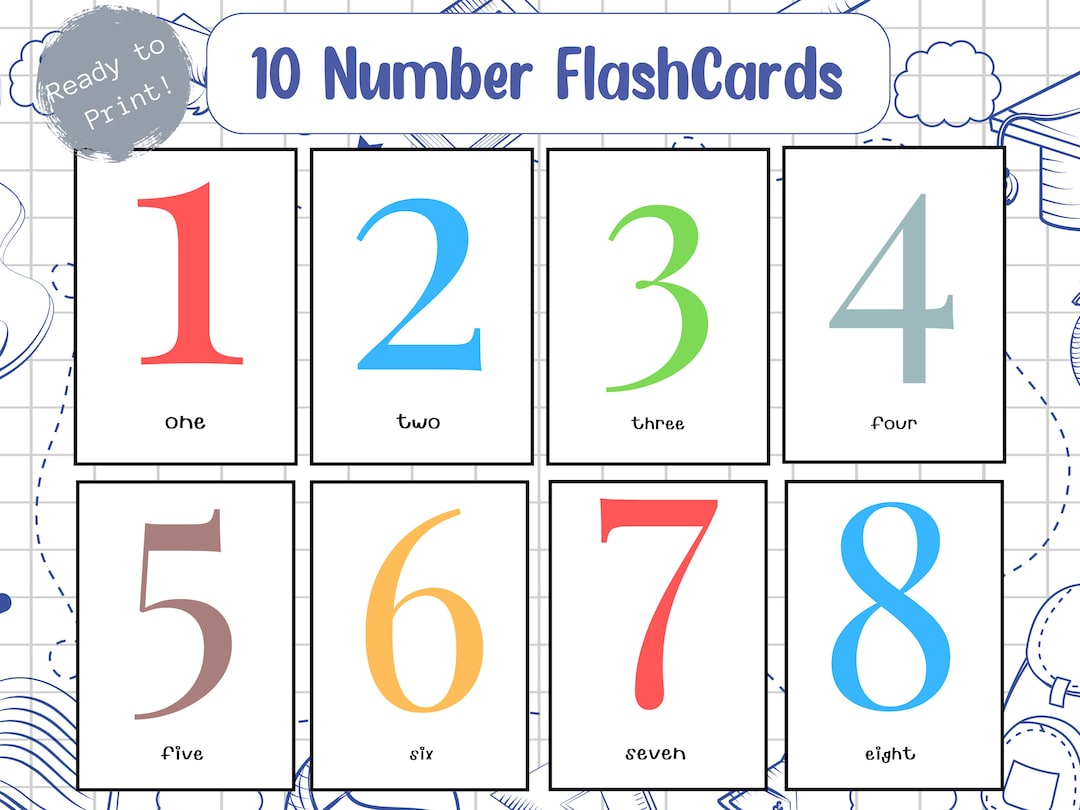 Numbers Flash Cards, Montessori Counting Flash Cards, Educational Cards ...