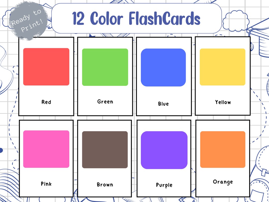 12 Color Cards, Pre-school Cards, Educational Printable Cards ...