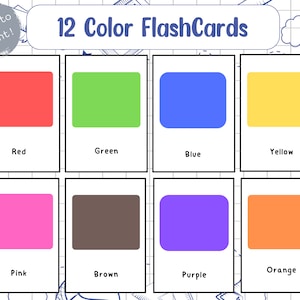 12 Color Cards, Pre-school Cards, Educational Printable Cards ...