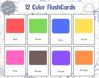 PRINTABLE 12 Color Flashcards, Montessori Cards, Pre-school Cards ...