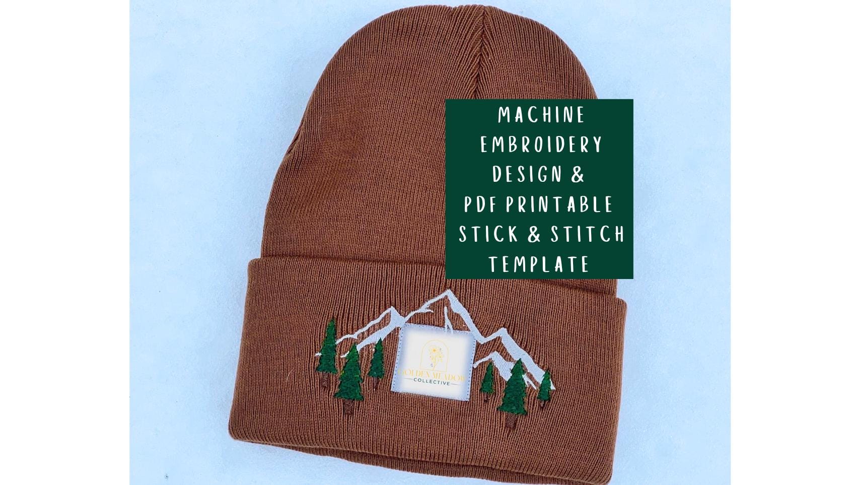 Mountain Beanie Embroidery Pattern, Winter Hat Design File, Embroidery ...