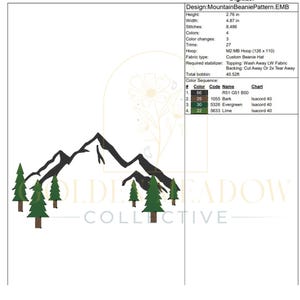 Mountain Beanie Embroidery Pattern, Winter Hat Design File, Embroidery ...