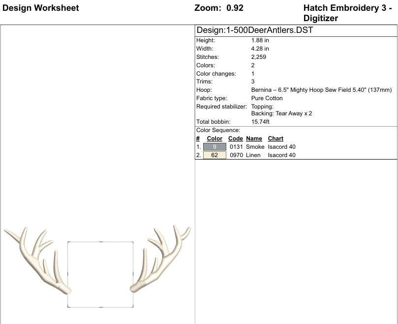 Buck Antler Beanie Embroidery Pattern, Winter Hat Design, Embroidery ...