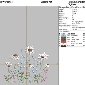 Pocket Tshirt Embroidery Pattern, Floral Design File, Embroidery Floral ...