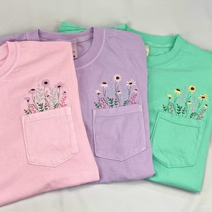 Pocket Tshirt Embroidery Pattern, Floral Design File, Embroidery Floral ...