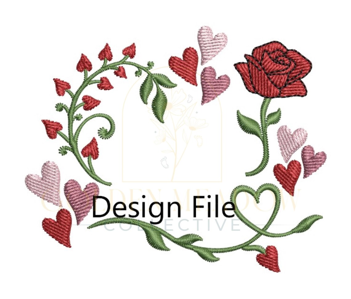 Hearts& Roses Beanie Embroidery Pattern, Winter Hat Design File ...