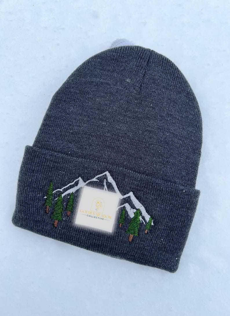 Mountain Beanie Embroidery Pattern, Winter Hat Design File, Embroidery ...