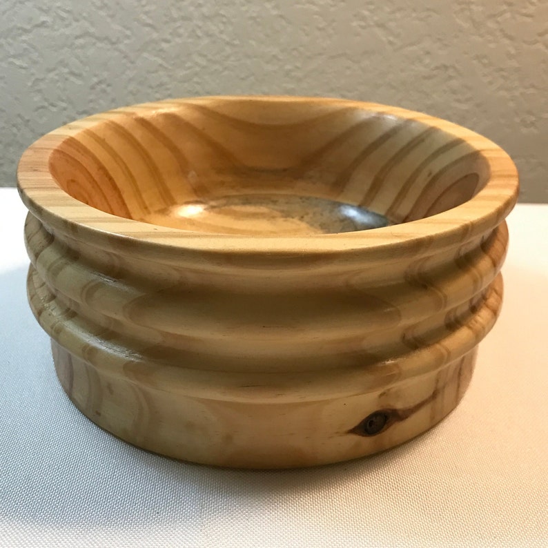 Natural Turned Wood Southern Yellow Pine Bowl With Glossy Shellac ...