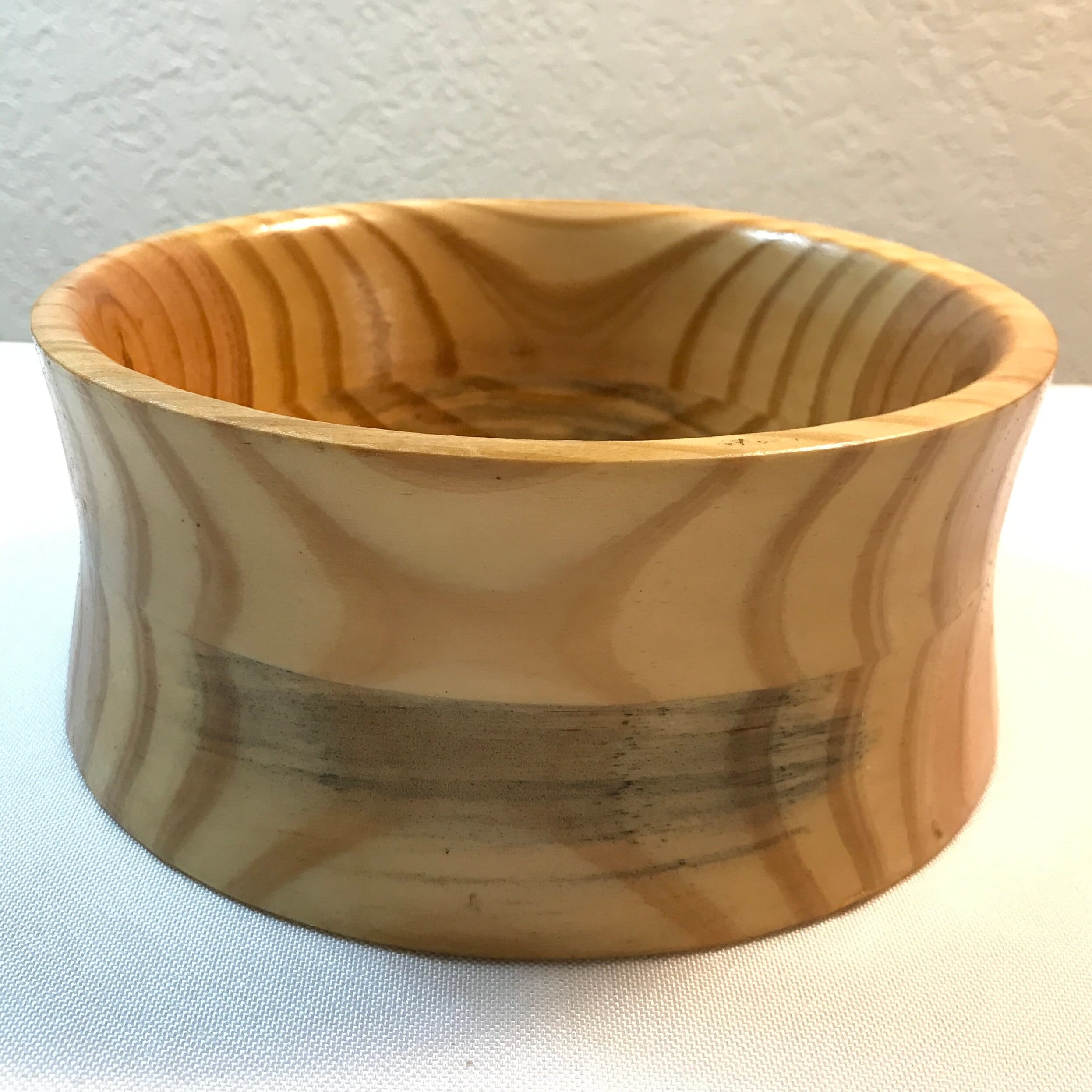 Natural Turned Wood Southern Yellow Pine Bowl With Glossy Shellac ...
