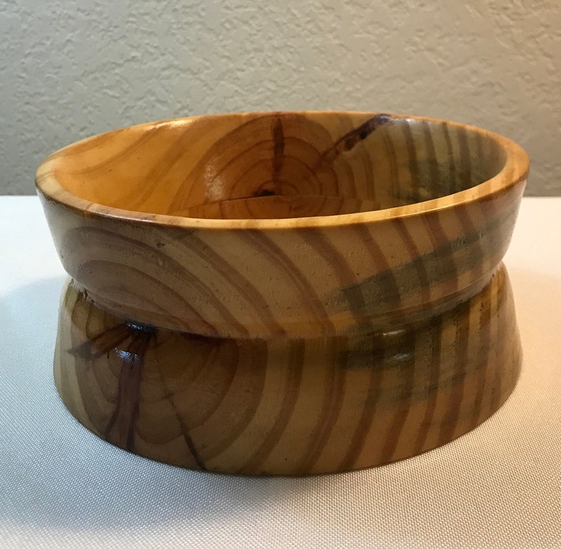 Natural Turned Wood Southern Yellow Pine Bowl With Glossy Shellac ...