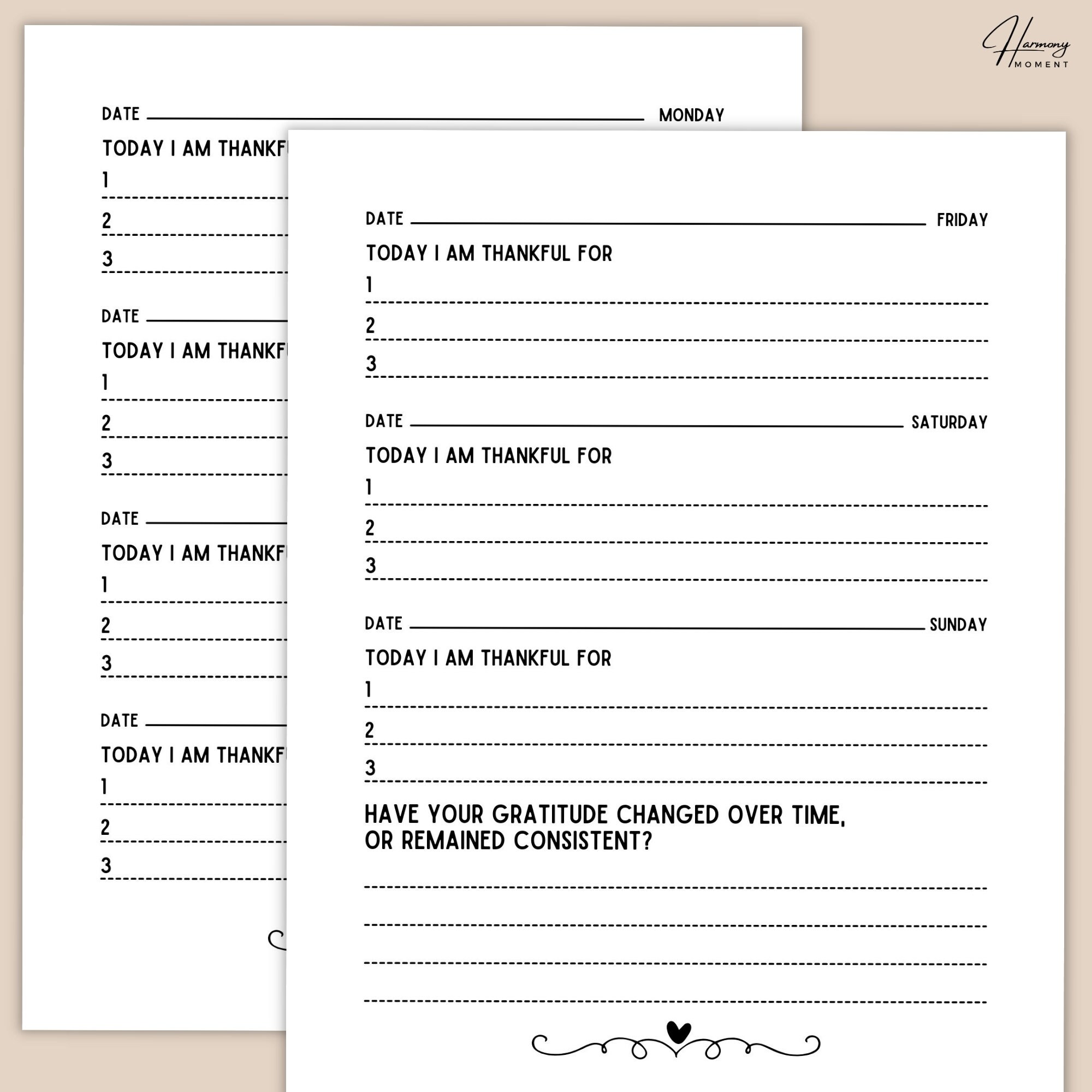 Gratitude Journal Printable, Daily Gratitude Template, 52-week ...