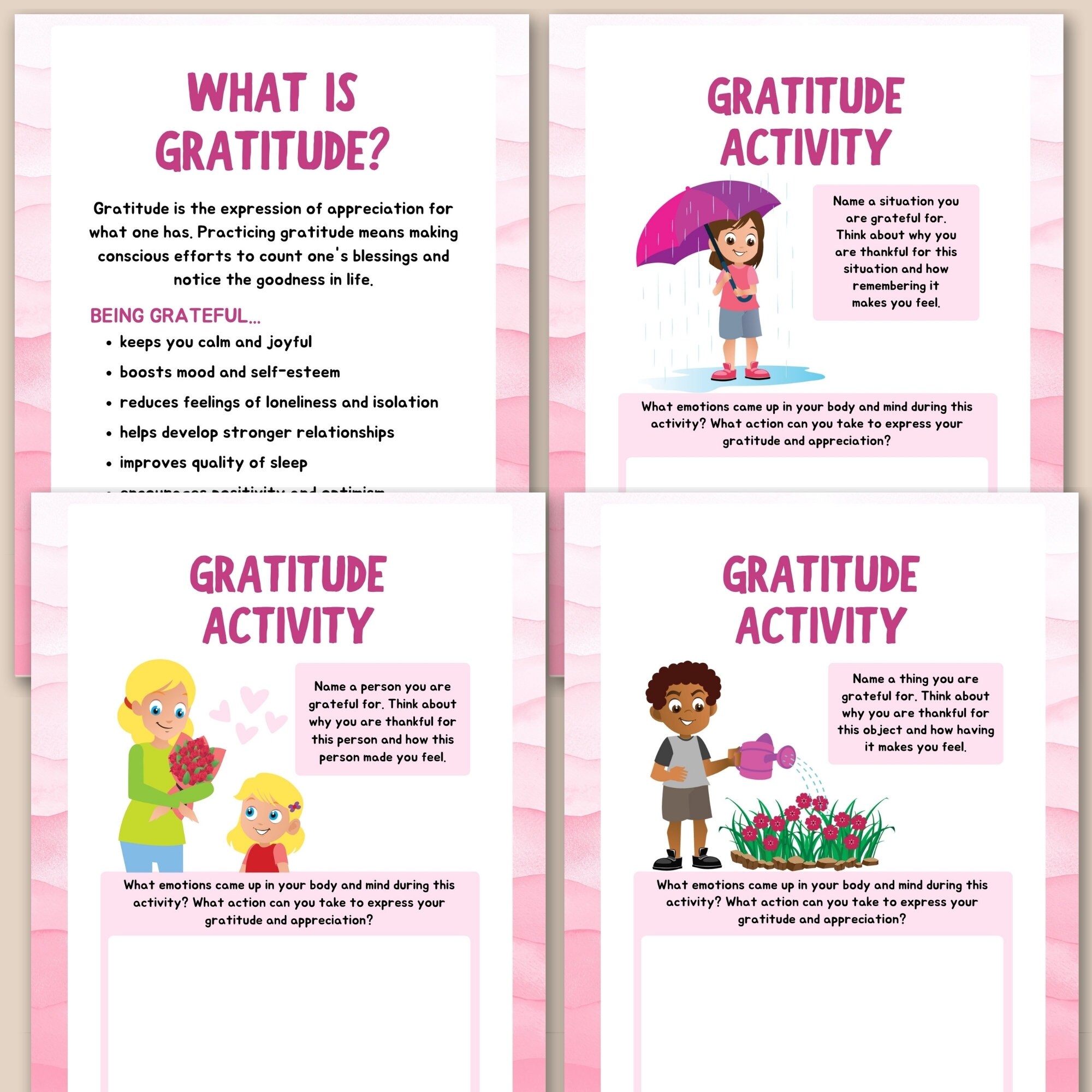 Gratitude Journal Printable for Kids, Daily Gratitude Template ...