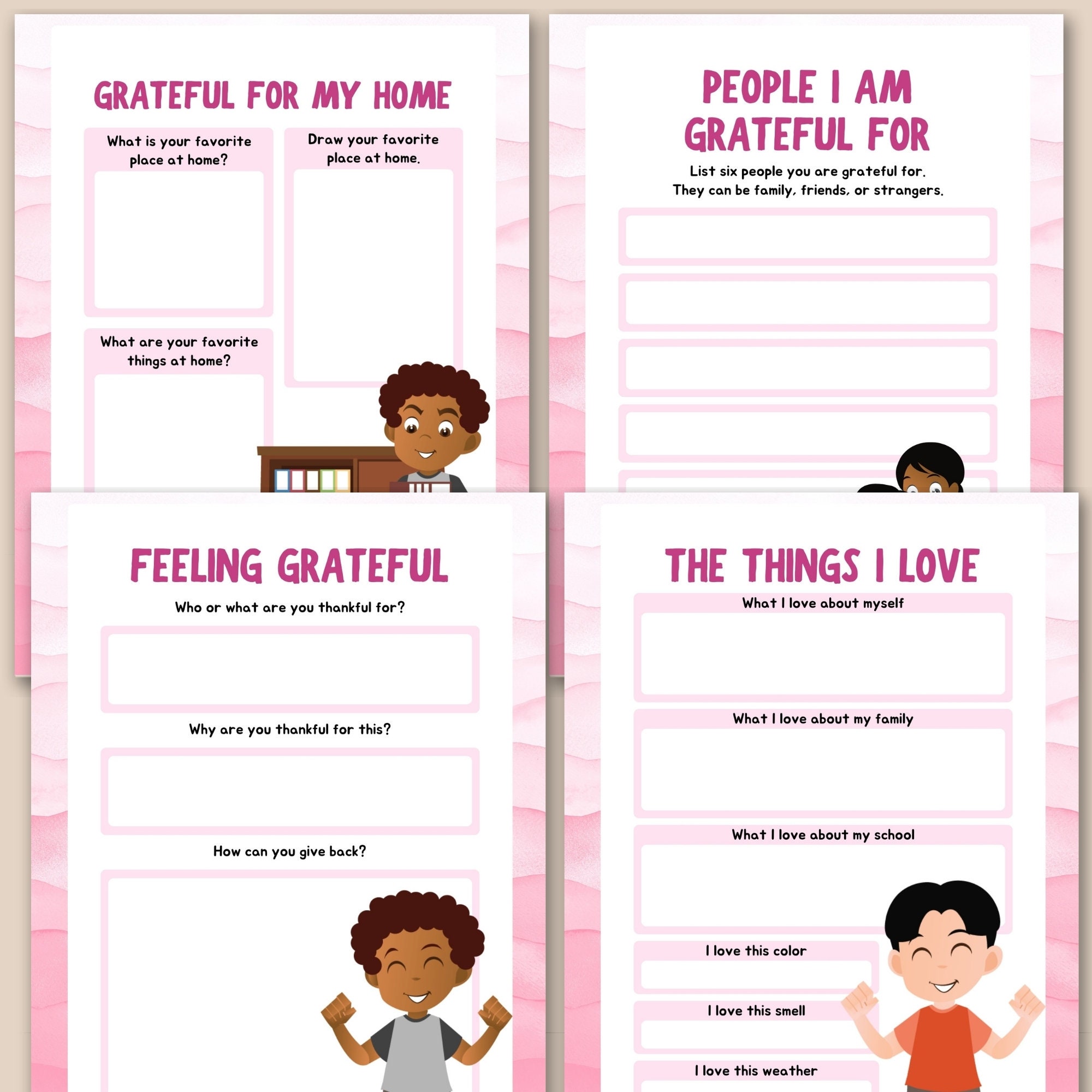 Gratitude Journal Printable for Kids, Daily Gratitude Template ...