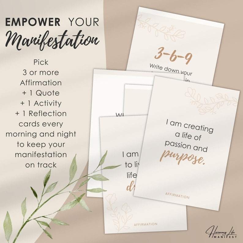 50 Manifesting Card Deck, Printable Manifestation Law of Attraction ...