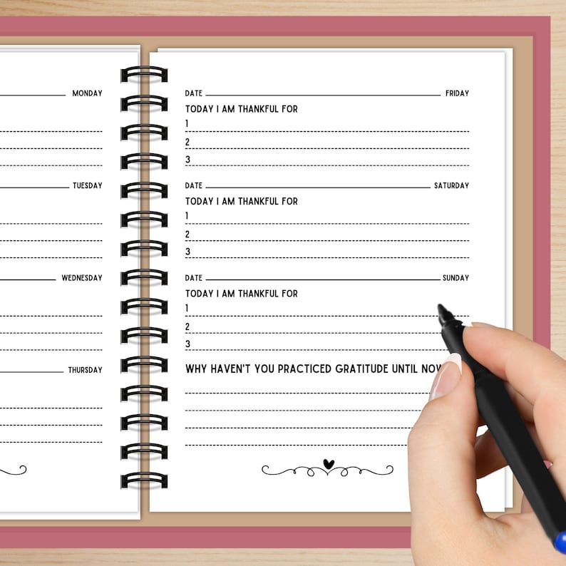 Gratitude Journal Printable, Daily Gratitude Template, 52-week ...