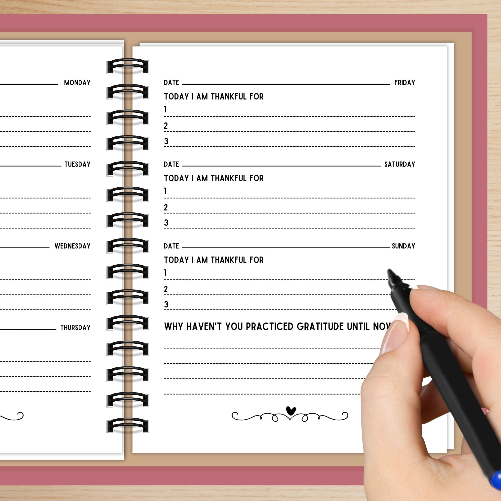 Gratitude Journal Printable, Daily Gratitude Template, 52-week ...