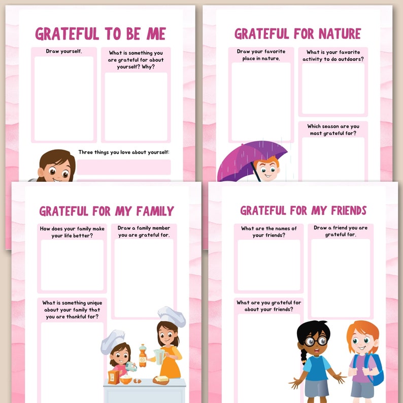 Gratitude Journal Printable for Kids, Daily Gratitude Template ...