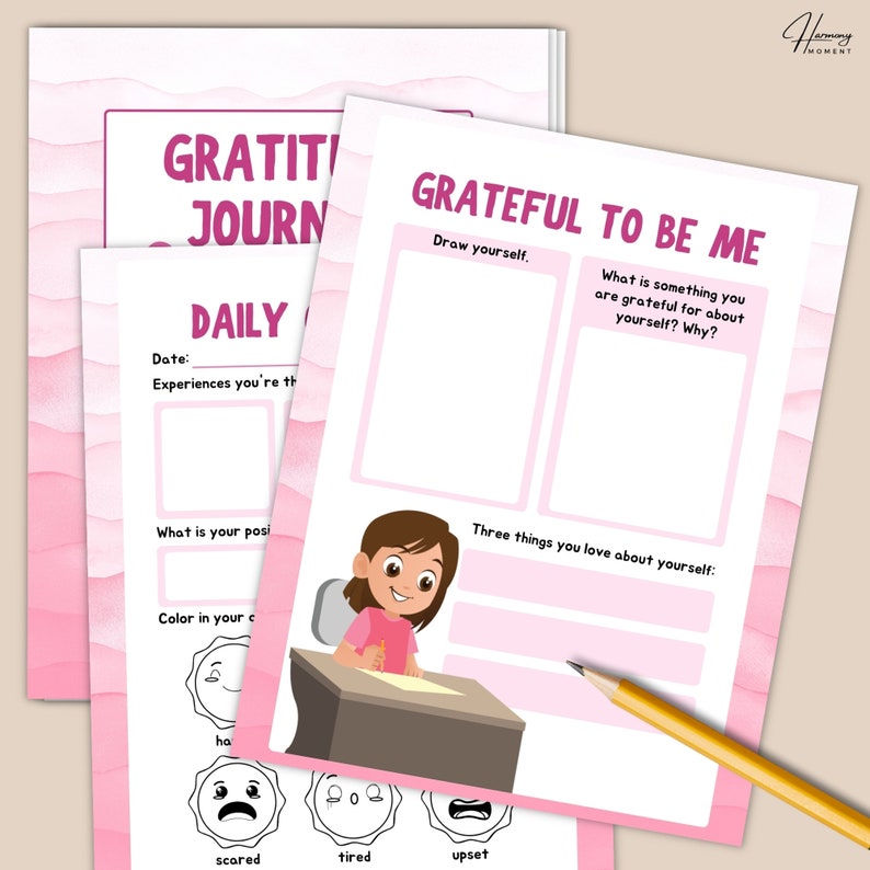 Gratitude Journal Printable for Kids, Daily Gratitude Template ...