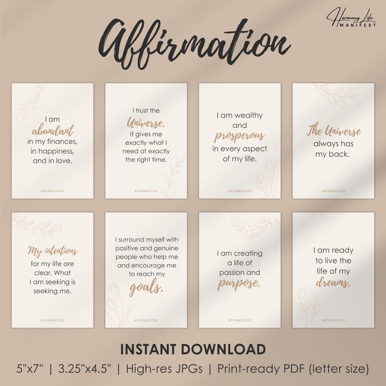 50 Manifesting Card Deck, Printable Manifestation Law of Attraction ...