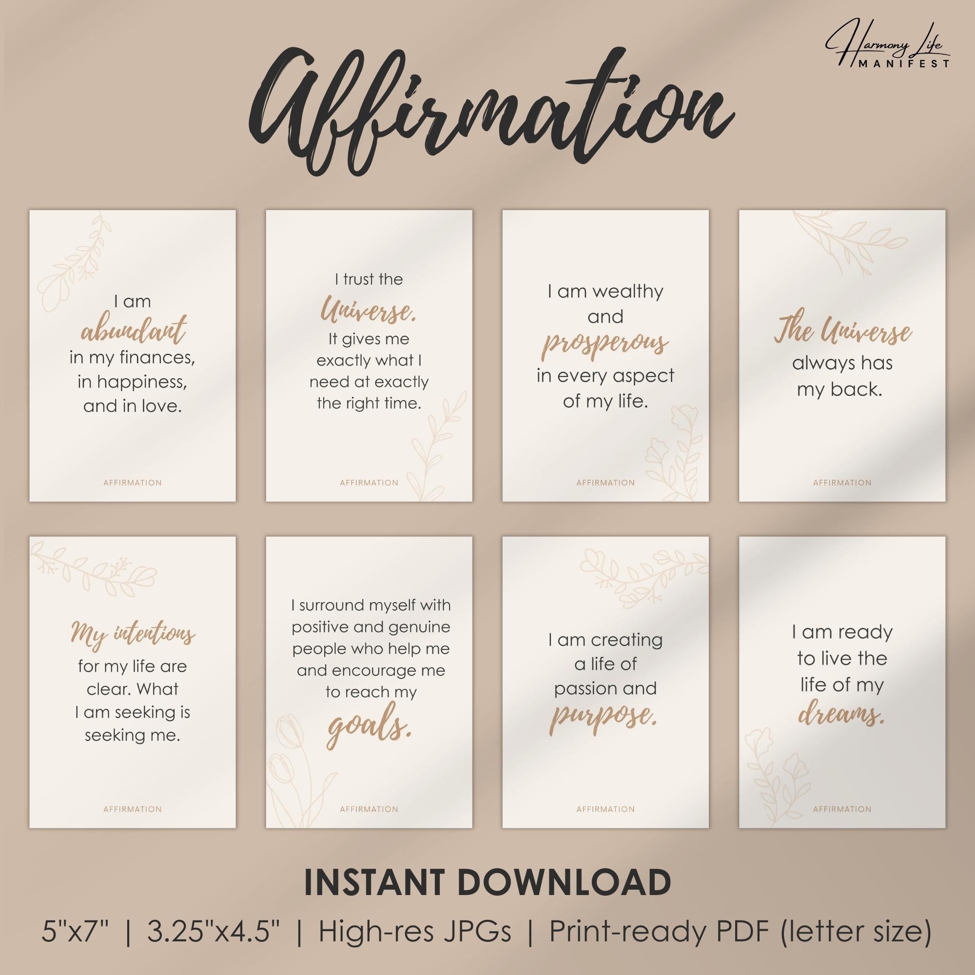 50 Manifesting Card Deck, Printable Manifestation Law of Attraction ...