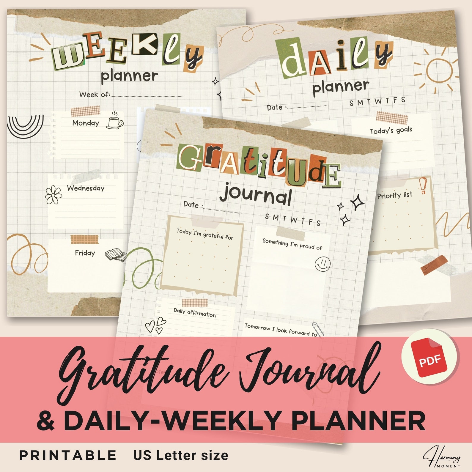 Printable Gratitude Journal, Weekly Planner, Daily Planner Template ...