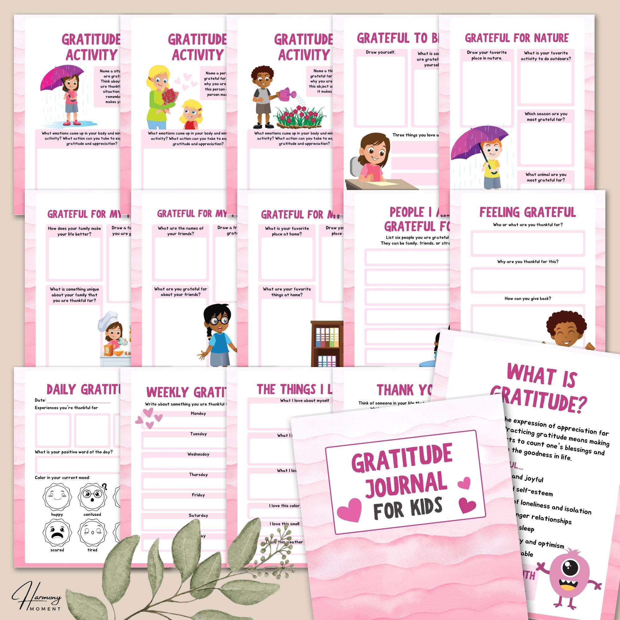 Gratitude Journal Printable for Kids, Daily Gratitude Template ...