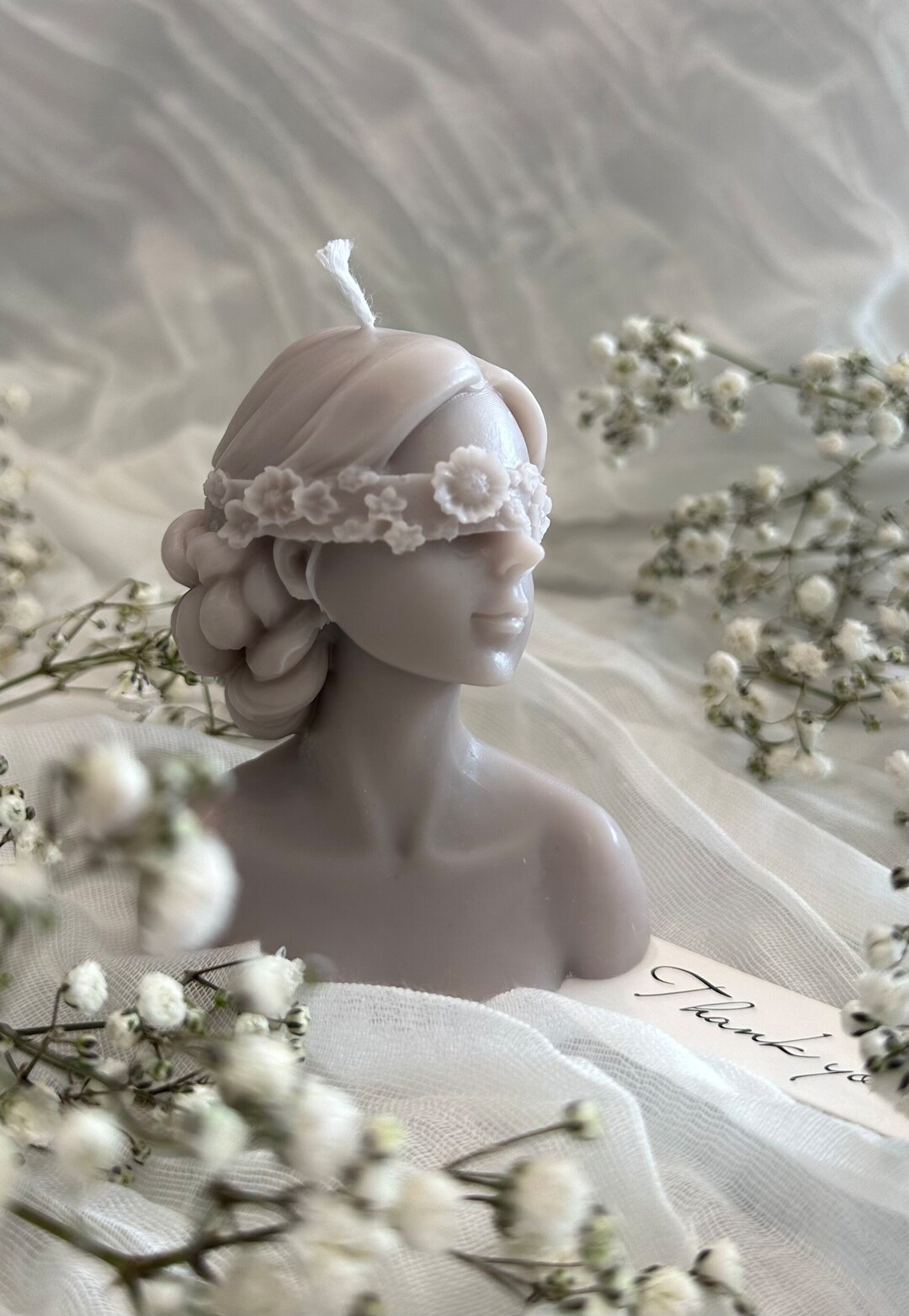 Small Lady With Closed Eyes, Female Body Candle, Flower Lady Candle ...