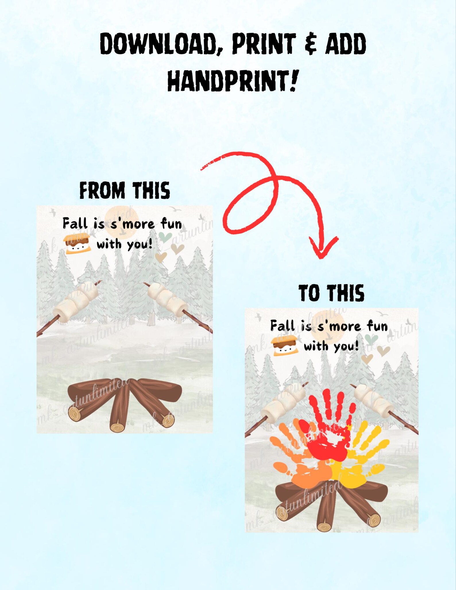 Fall Handprint Art* S’more Fun With You*handprint Art Craft*preschool ...