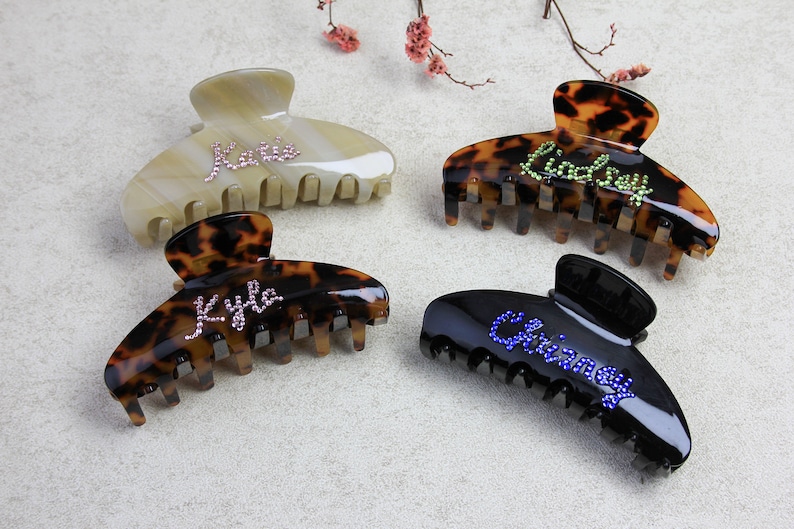 Personalized Rhinestone Name Hair Claw Clips Custom Name Hair Clip ...
