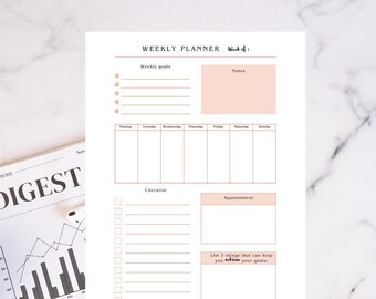 Printable Editable Digital Weekly Planner - Etsy
