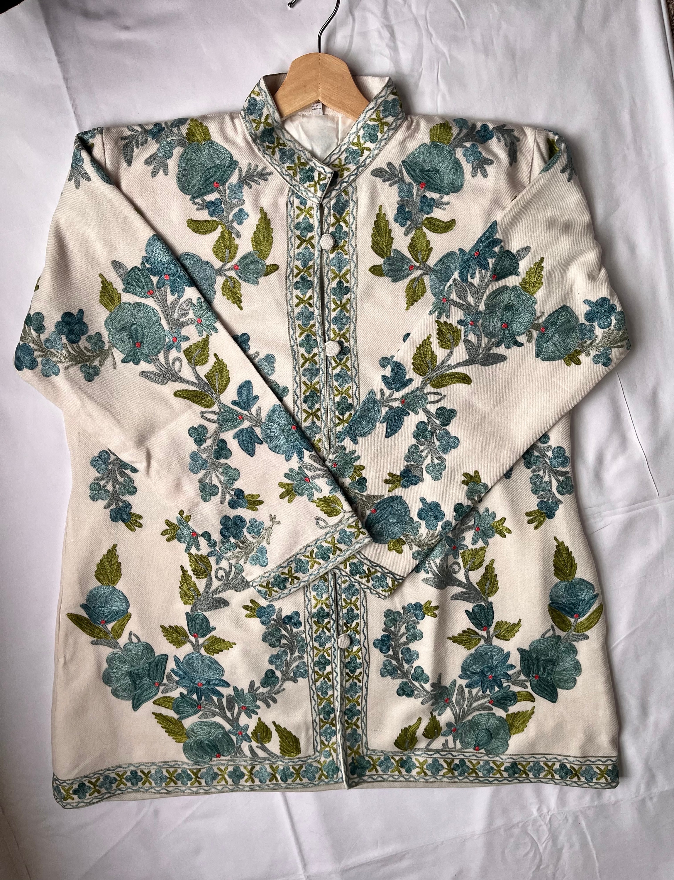 Kashmiri Embroidered Jacket Women, Short Floral Pashmina Coat, Elegant ...