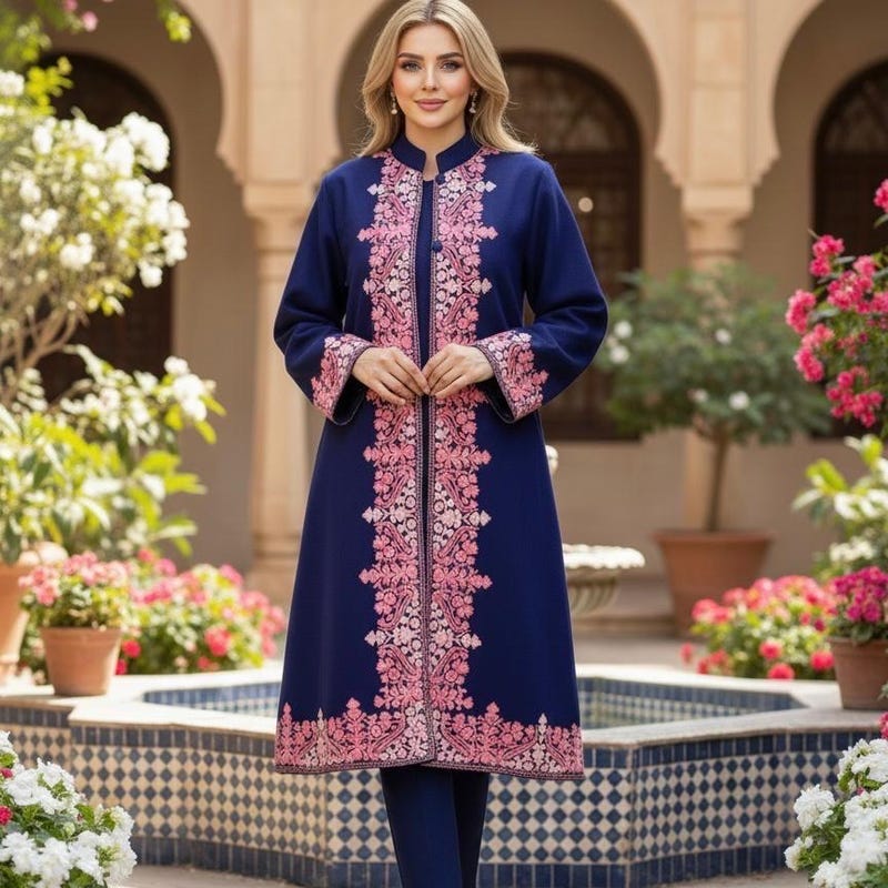 Wool Indian Embroidered Coat - Etsy