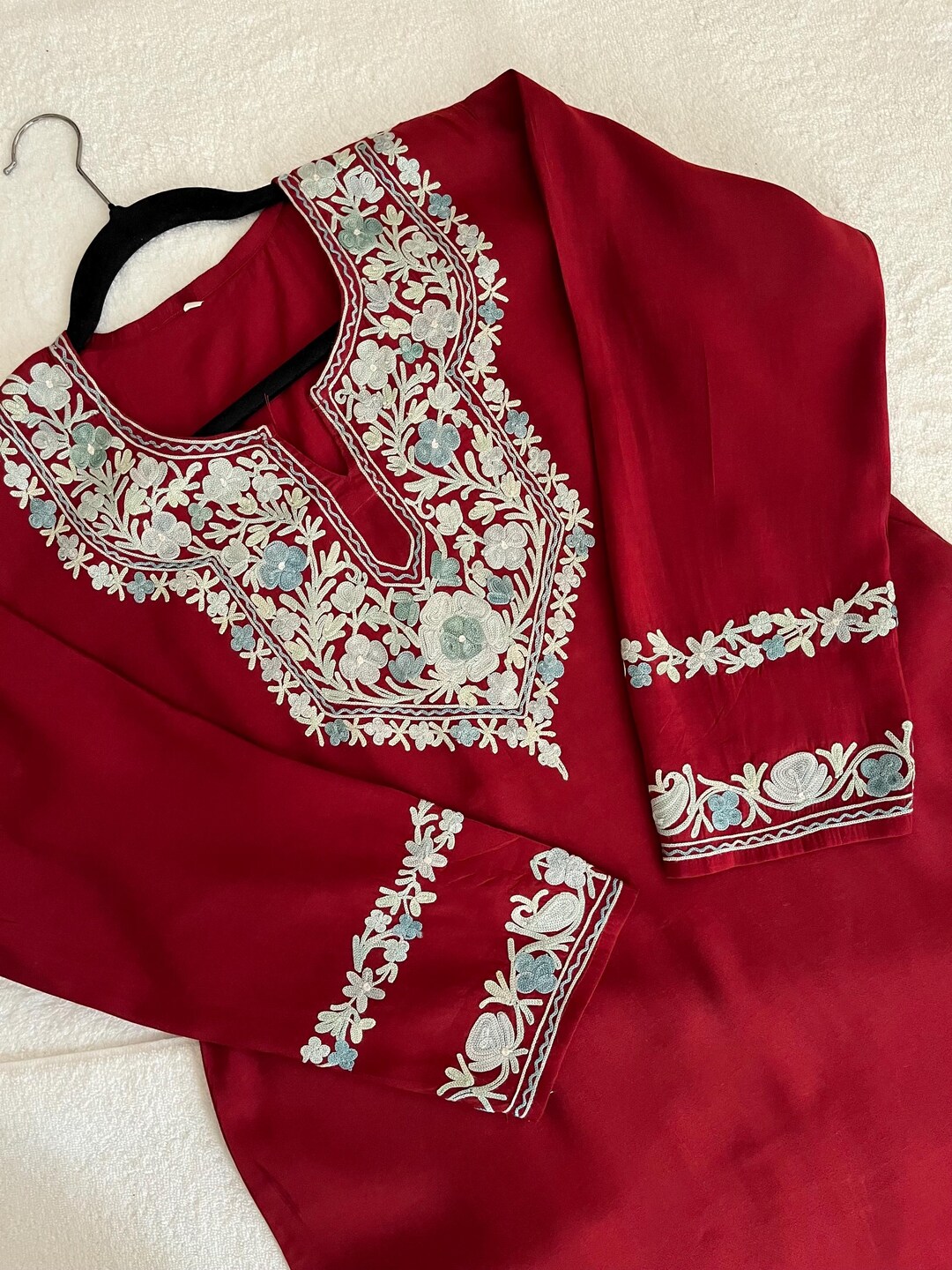 Embroidered Muslin Cord Set: Kashmiri Style Indian Two Piece Outfit - Etsy