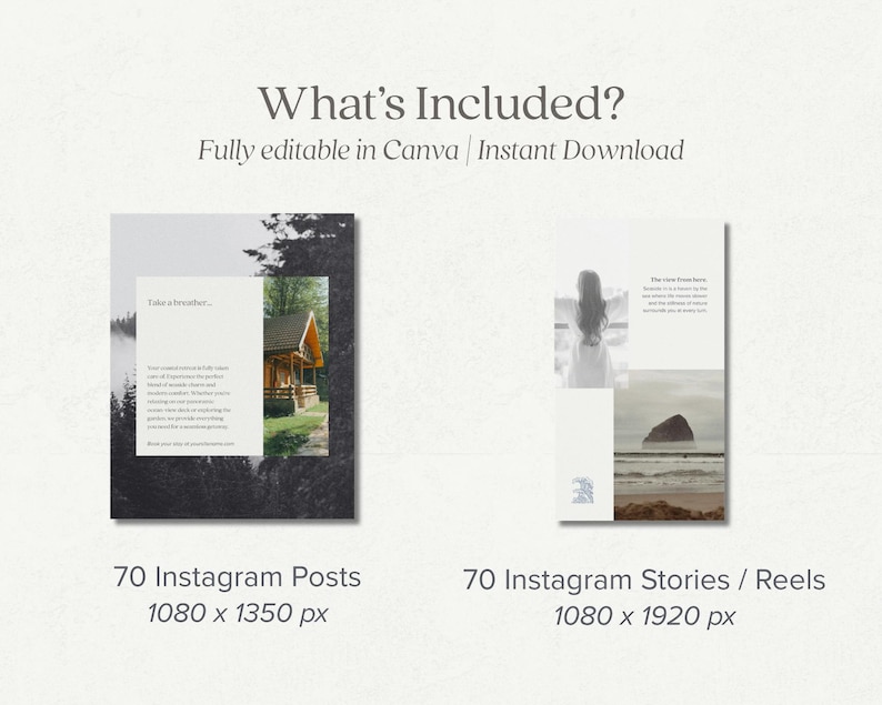 Hospitality Instagram Template Package - Light, Elegant & Luxurious - Etsy