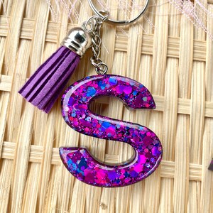 Initial Keychain Alphabet Keychain Glitter Initial Sparkly Keyring Bag ...