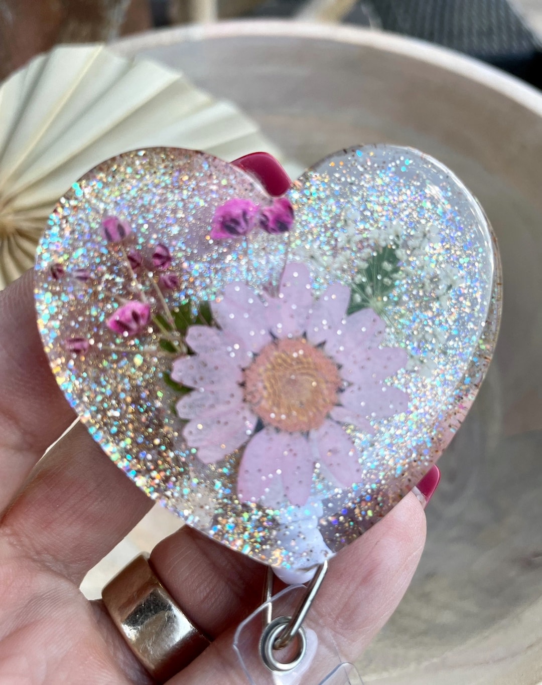 Vendor Badge Retractable Badge Holder Glitter Sparkly Badge Reel ID ...