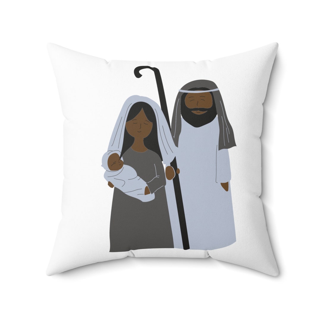 White Black Mary Joseph and Baby Jesus Throw Pillow - Etsy