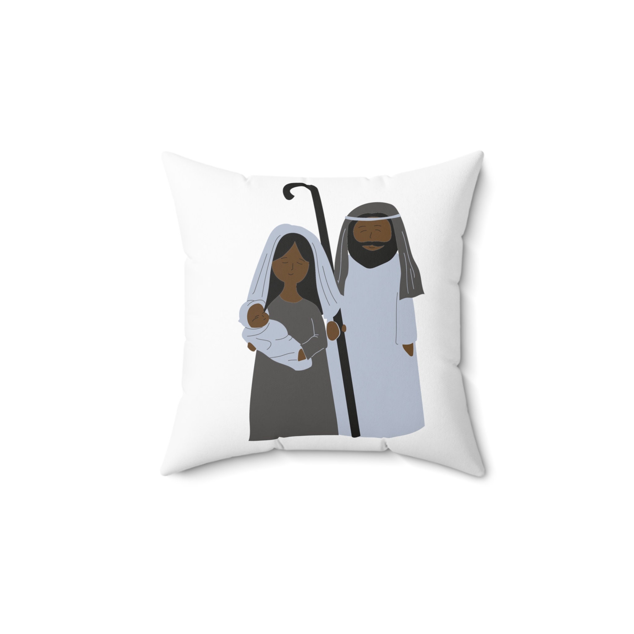 White Black Mary Joseph and Baby Jesus Throw Pillow - Etsy