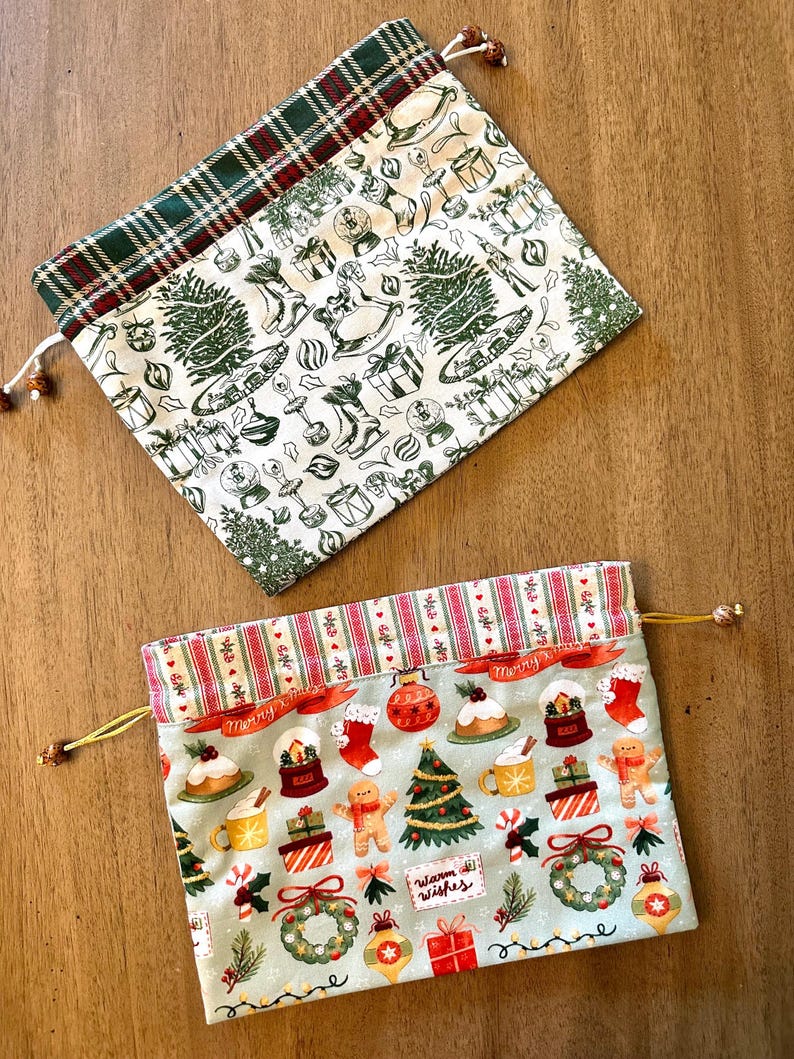 Christmas Tissue Box Cover, Cotton Drawstring Bag - Etsy