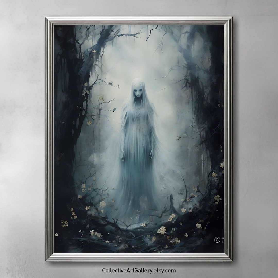 Ghost Woman in the Forest Art Print Poster, Haunting Ghost Lady, Gothic ...