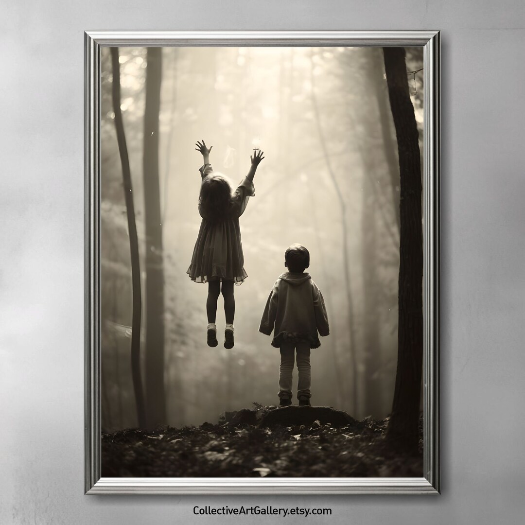 Ghostly Kids Levitating in the Woods Art Print, Gothic Dark Academia ...