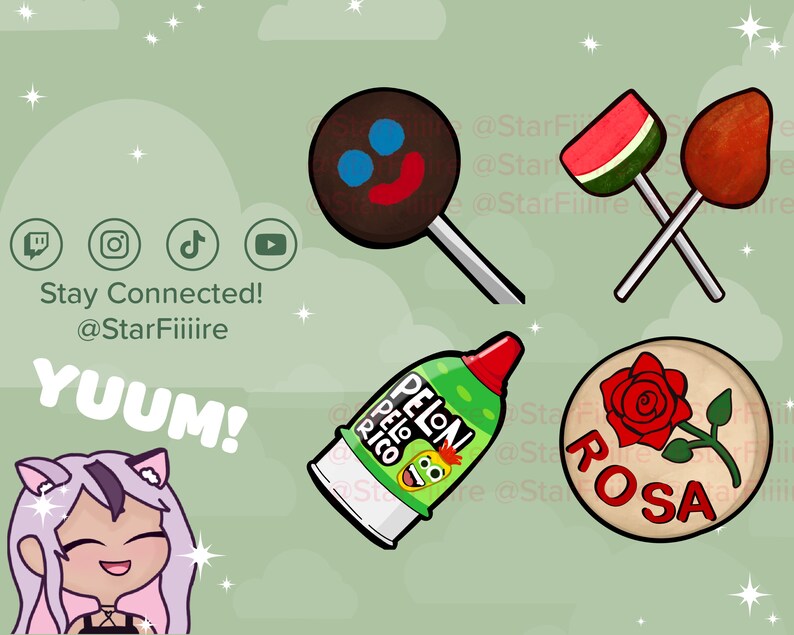 Cute Mexican Candy Twitch Emotes Pack 4x Chili, Paleta Payaso, Pelon ...