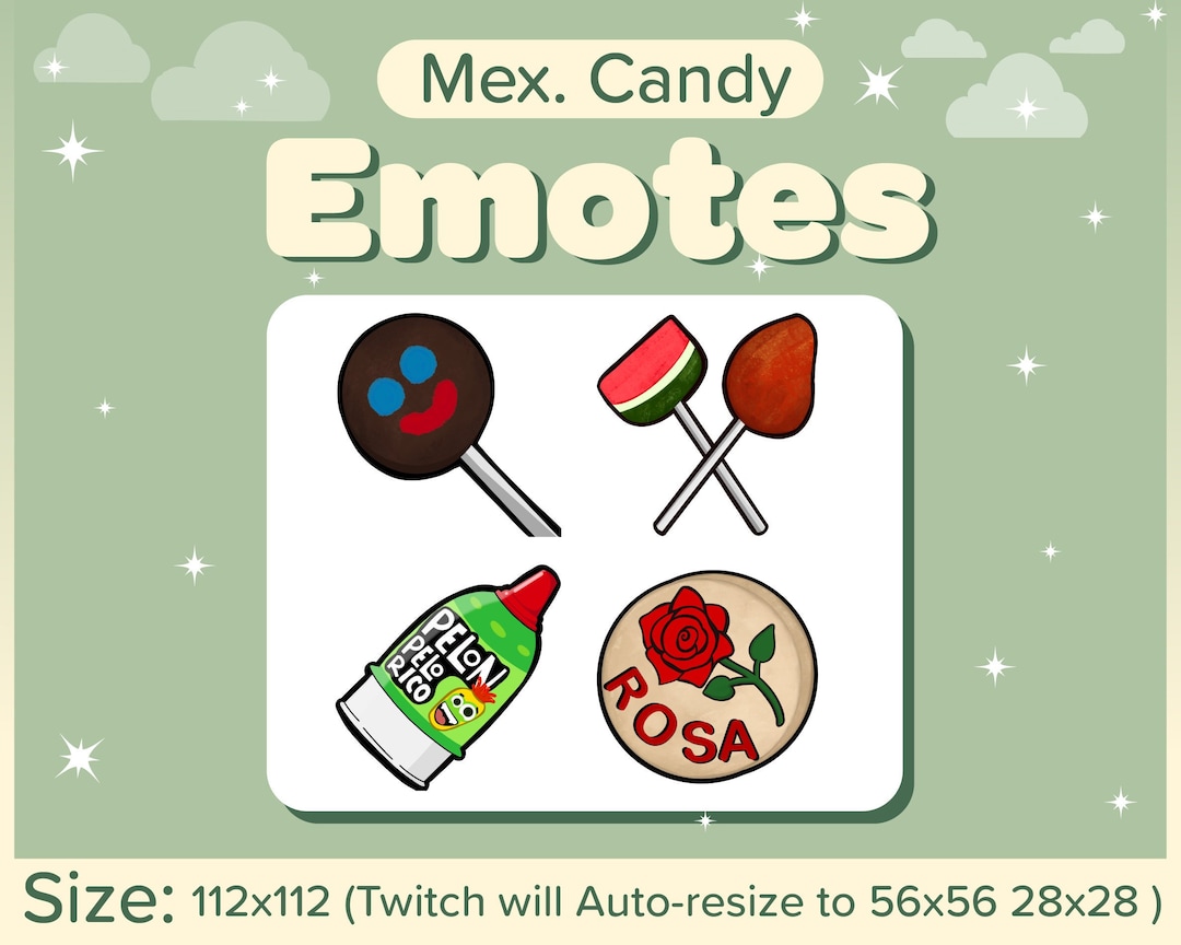 Cute Mexican Candy Twitch Emotes Pack 4x Chili, Paleta Payaso, Pelon ...