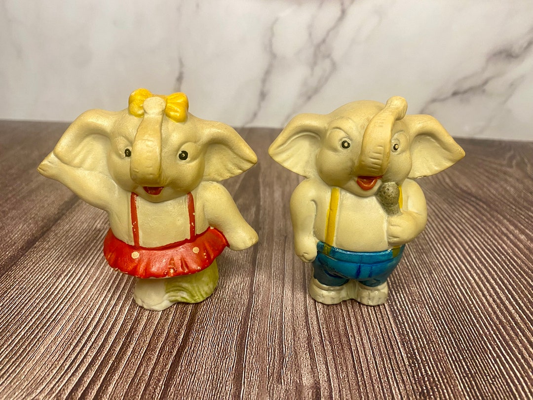 Cute Elephant Anthropomorphic Vintage Chalkware Ceramic Figurines - Etsy