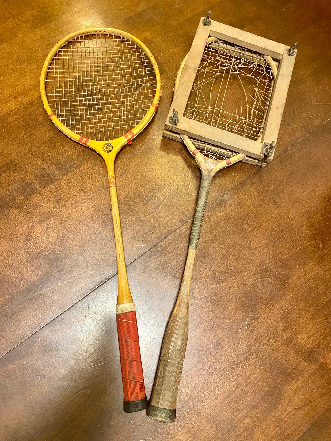 Vintage Badminton Racquets With Head Press - Etsy